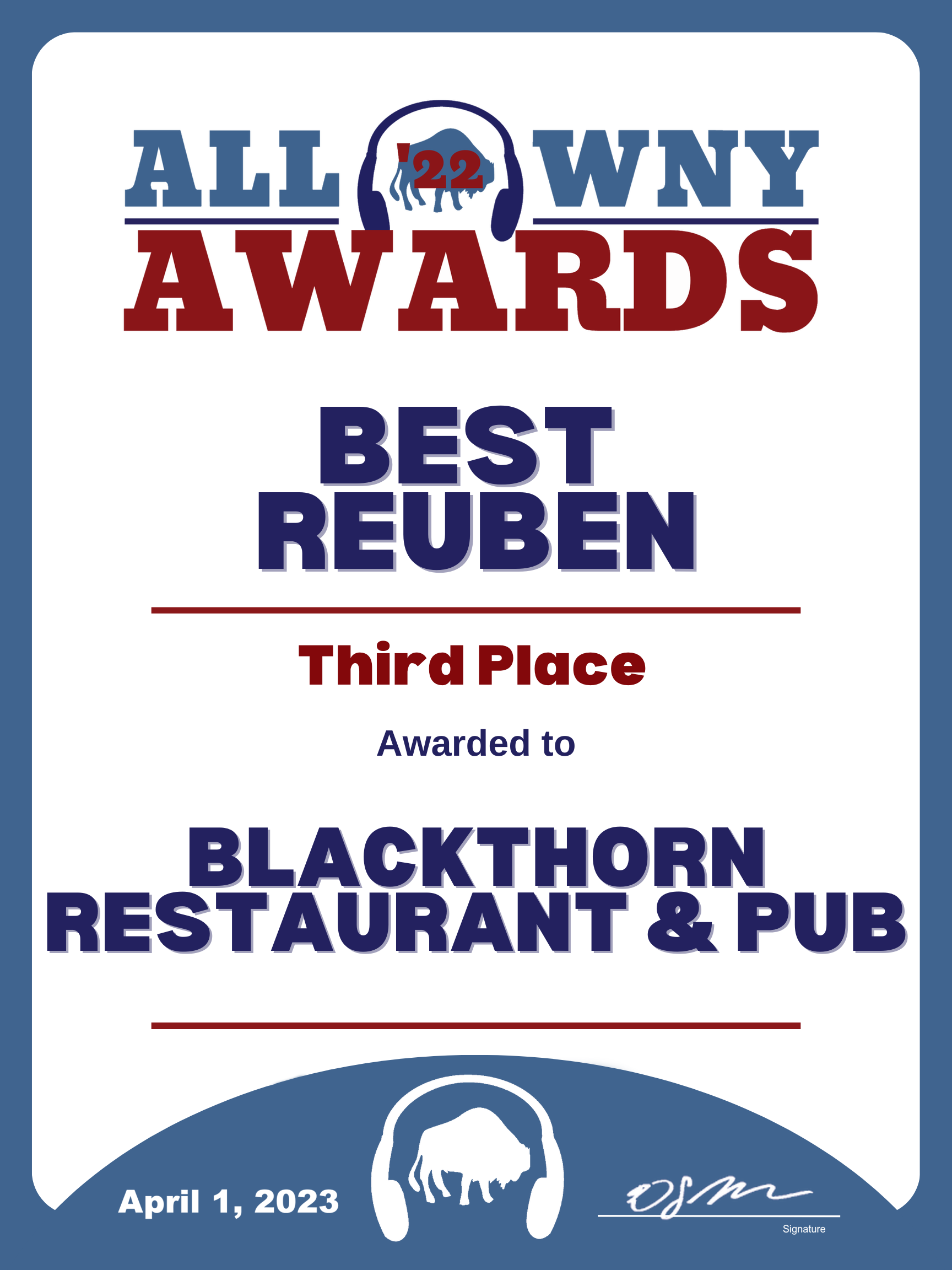 2022 All WNY Award: Best Reuben: Taylor’s Tap and Grill – All WNY