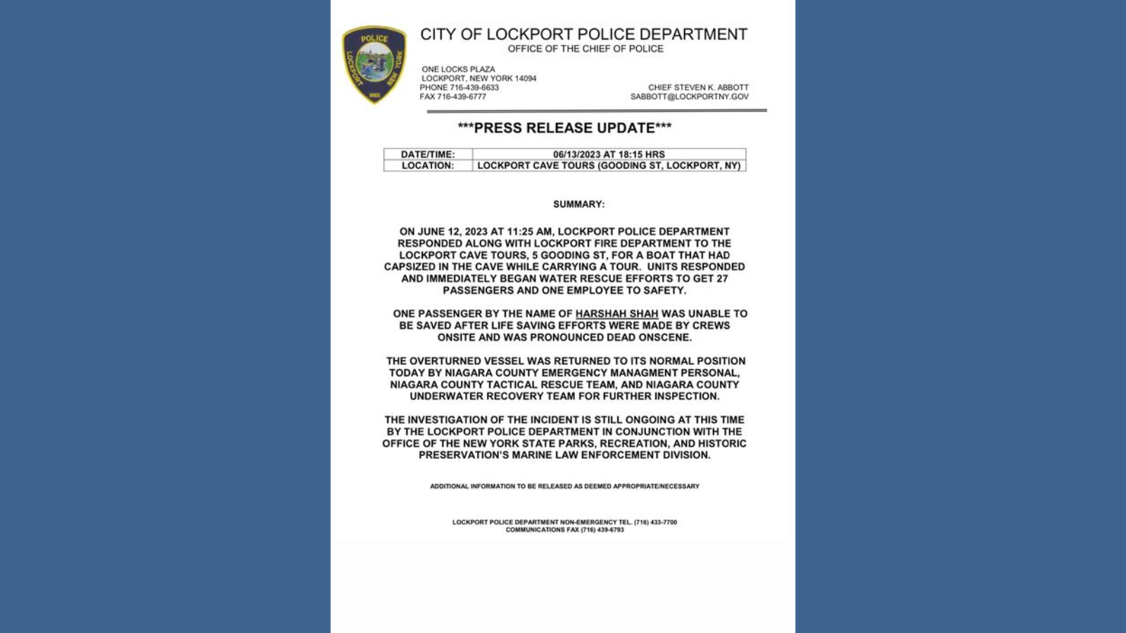 Lockport Police Department confirms Niagara Falls man as Lockport Caves ...