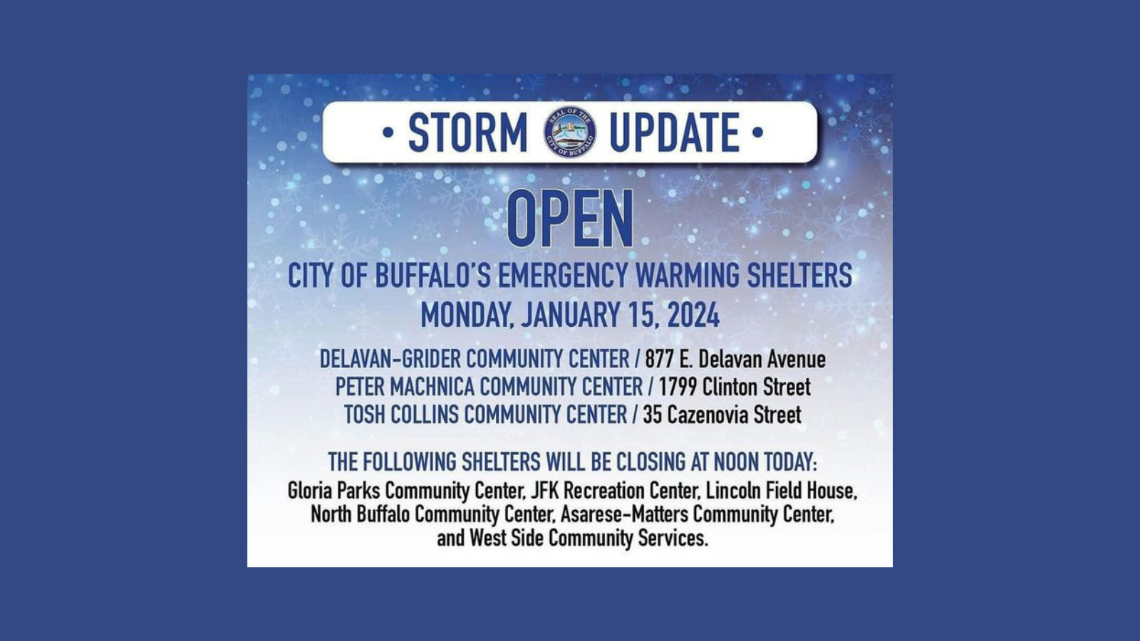 ‘Code Blue’ in Buffalo again tonight – All WNY