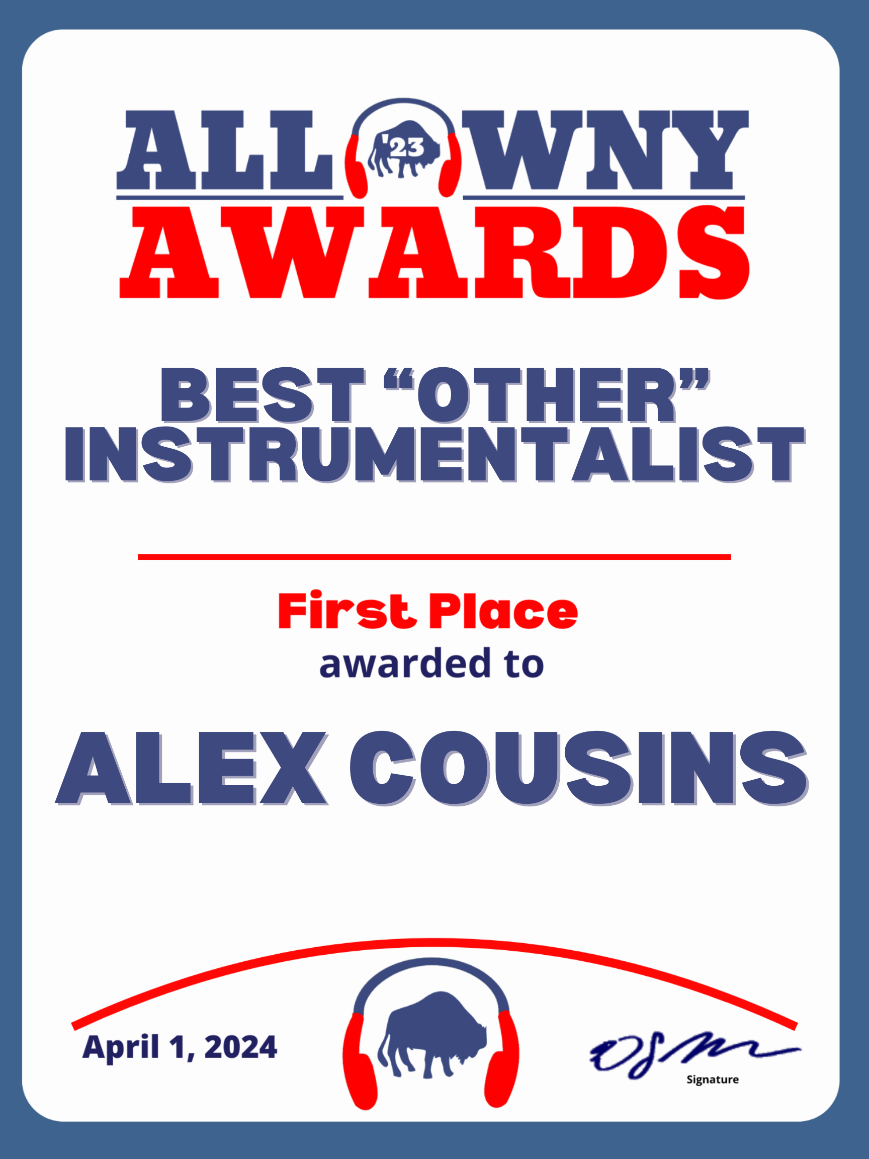 2023 All WNY Award: Best ‘Other’ Instrumentalist: Alex Cousins – All WNY