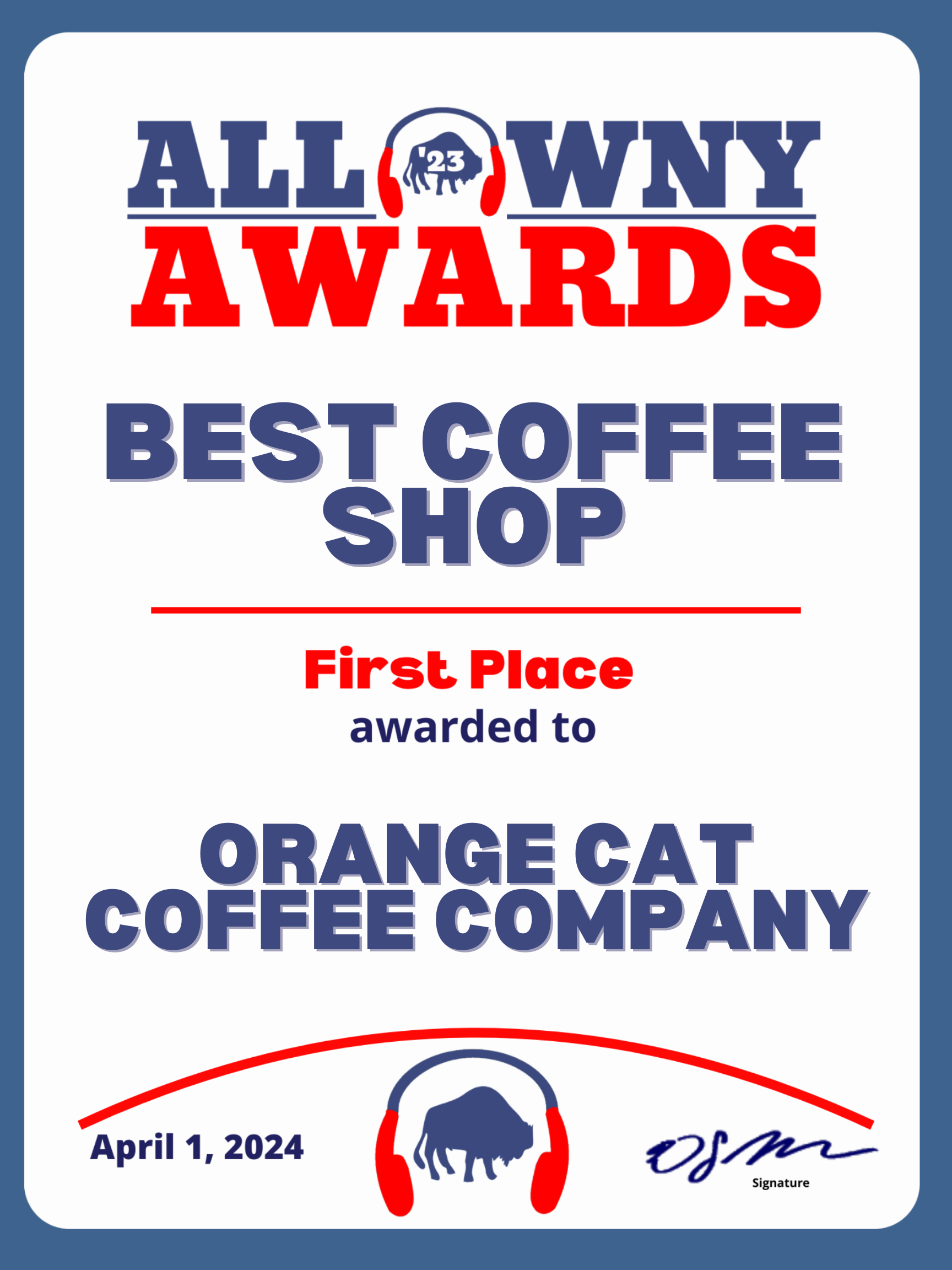 2023 All WNY Award: Best Coffee Shop: Orange Cat Coffee Company – All WNY