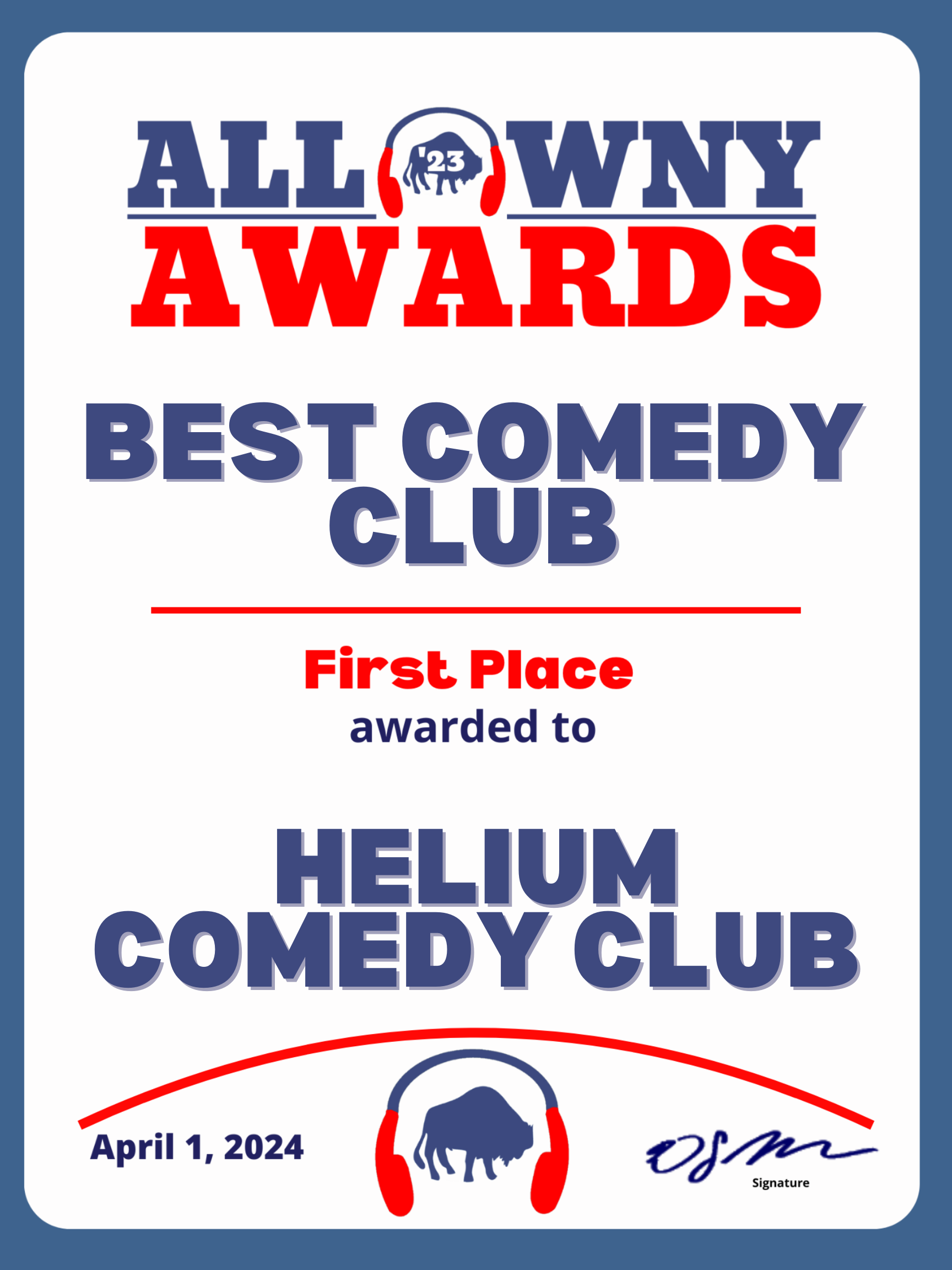 2023 All WNY Award: Best Comedy Club: Helium Comedy Club – All WNY